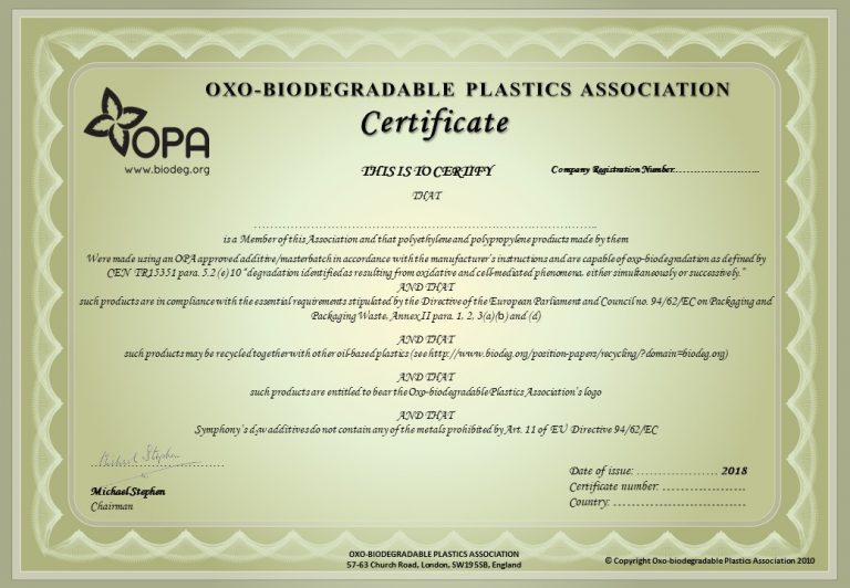 Certification & Specification - Biodeg